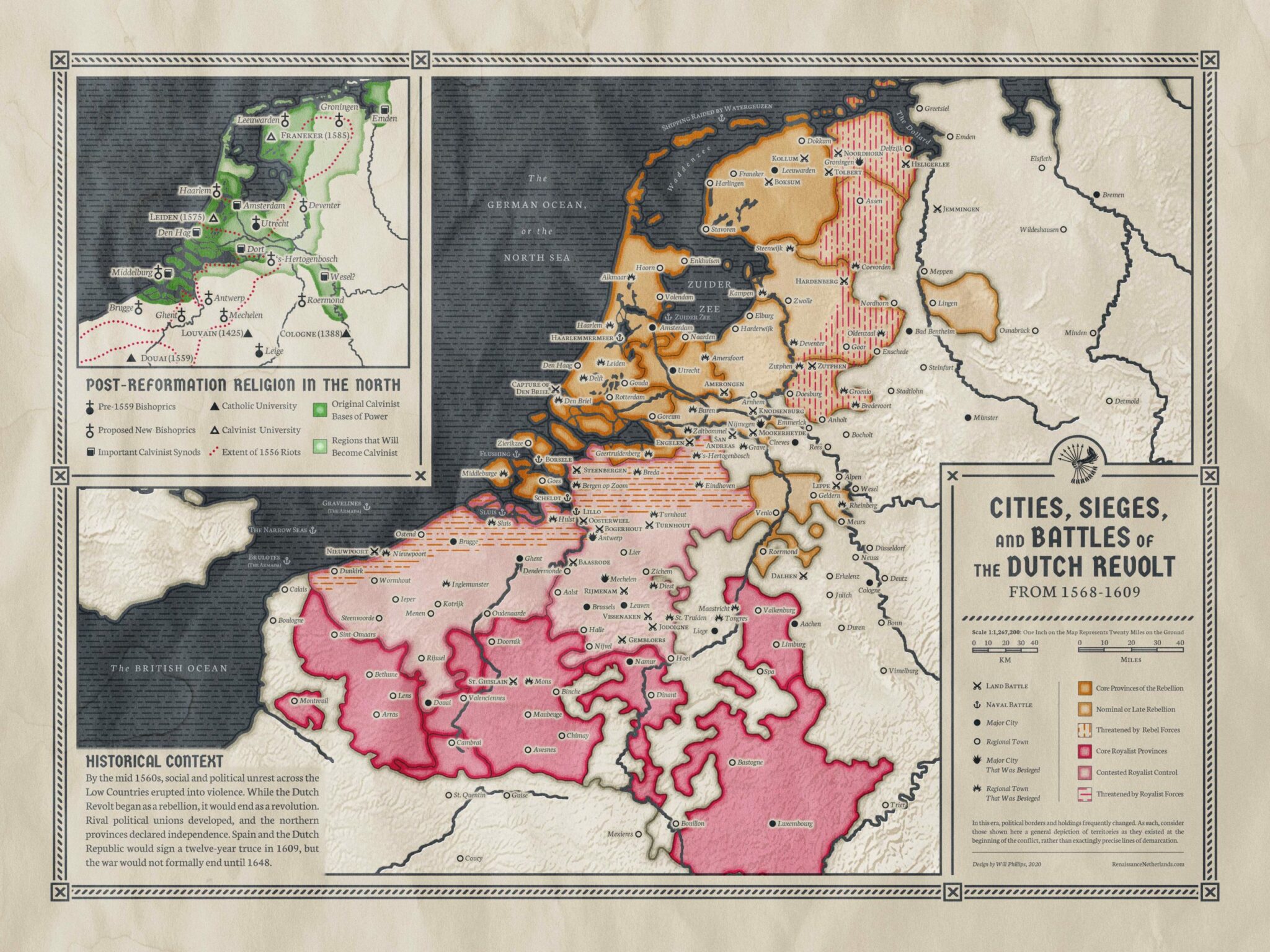Map of the Cities & Battles of the Dutch Revolt - Rebels or Beggars ...